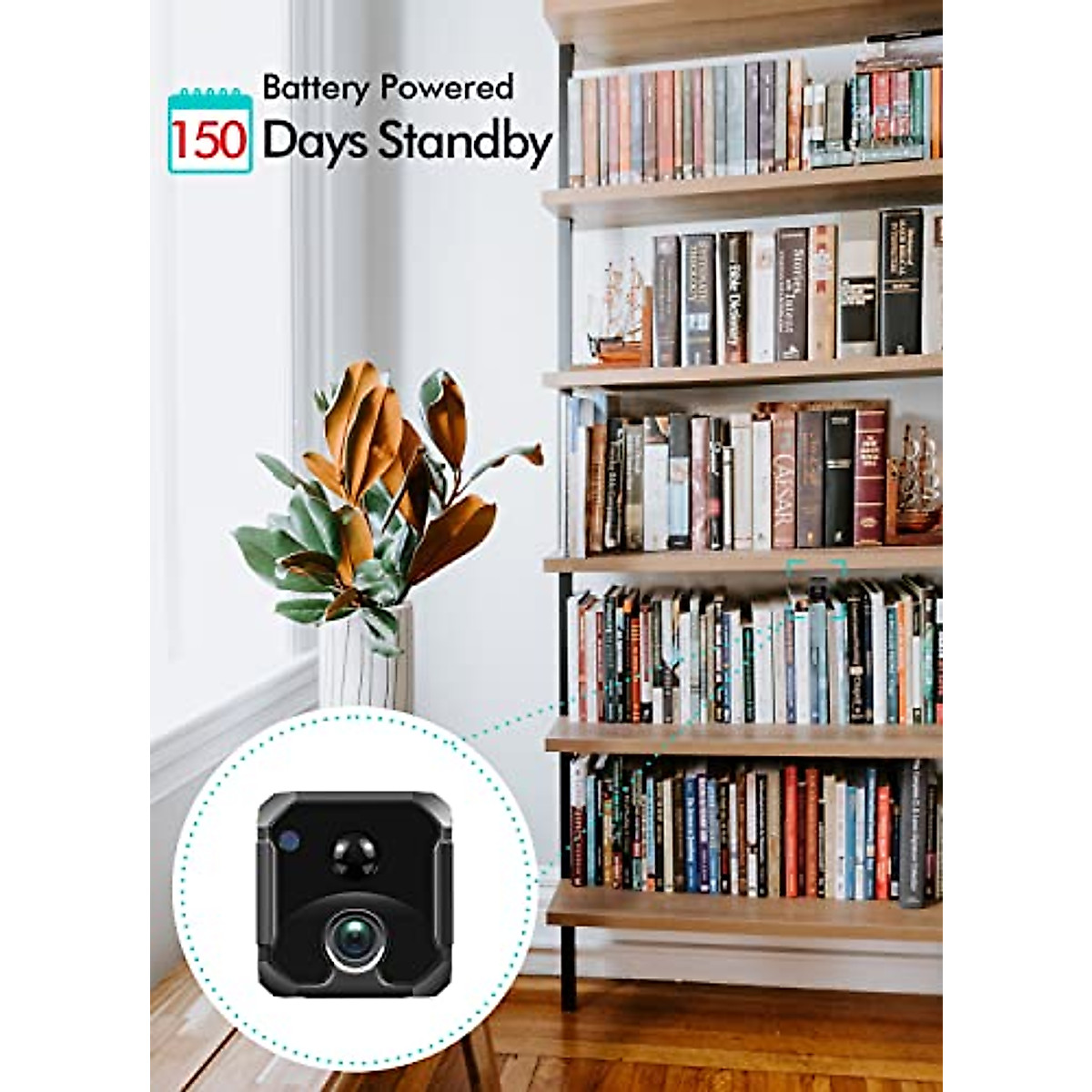 AREBI Mini Spy Camera Wireless Hidden 150 Days Standby 4K Small WiFi PIR Camera for Home Security Indoor Battery Cam with Night Vision Motion Detection