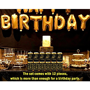 BackURyear 30th Birthday Decorations for Men Women, Him 30th Birthday Party Supplies, Her 30 Years Old Birthday Decor, Back in 1994- Turning Thirty, Can Cooler Sleeves, Black&Gold/12 Pcs
