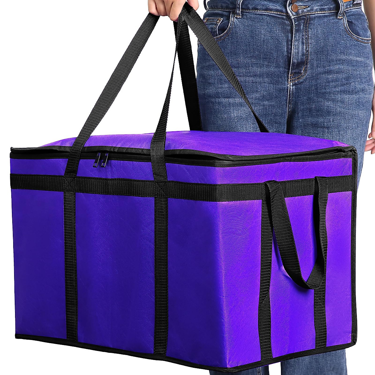 musbus 1 PACK Purple extra large XXXL Insulated Food Delivery Bag Cooler Bags Keep Food Warm Catering Therma for doordash Catering Cooler Bags Keep Food Warm Catering Therma Catering Shopper hot XXXL