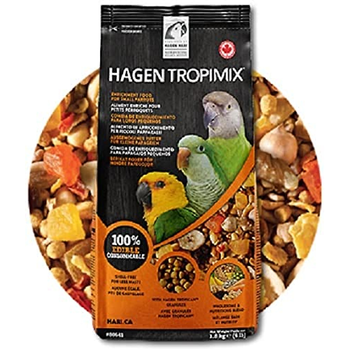 Hagen Tropimix Enrichment Food for Small Parrots, 4 lb. (1.8 kg) - HARI Small Parrot Food with Seeds, Fruit, Nuts, Vegetables, Grains, and Legumes