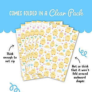 CENTRAL 23 Farm Animal Wrapping Paper - Cute Chicks - 6 Sheets of White Gift Wrap - Floral - For Birthday Baby Shower Baptism - Recyclable