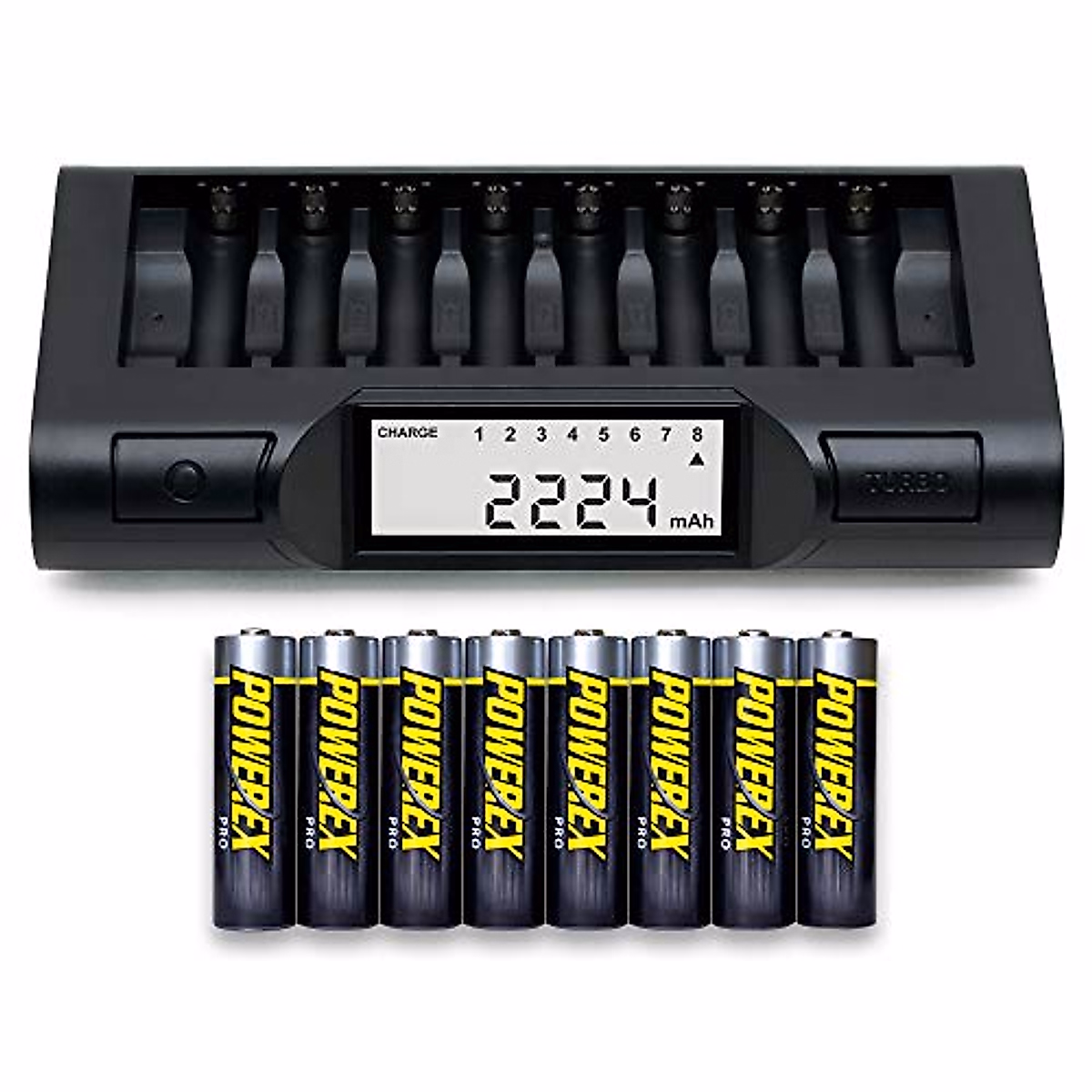 Powerex MH-C980 8-Cell Charger Analyzer with 8 Pro AA 2700mAh Batteries