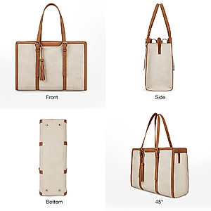 ECOSUSI Laptop Bag For Women 15.6 Inch Work Tote Bags PU Leather Computer Purse For Business Office With 3 Layer Compartments