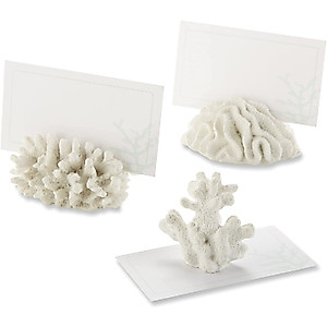Kate Aspen 12PCS Seven Seas Coral Place Card/Photo Holder, Place Cards Included, Wedding, Bridal Shower, Anniversary and Beach Party Decorations
