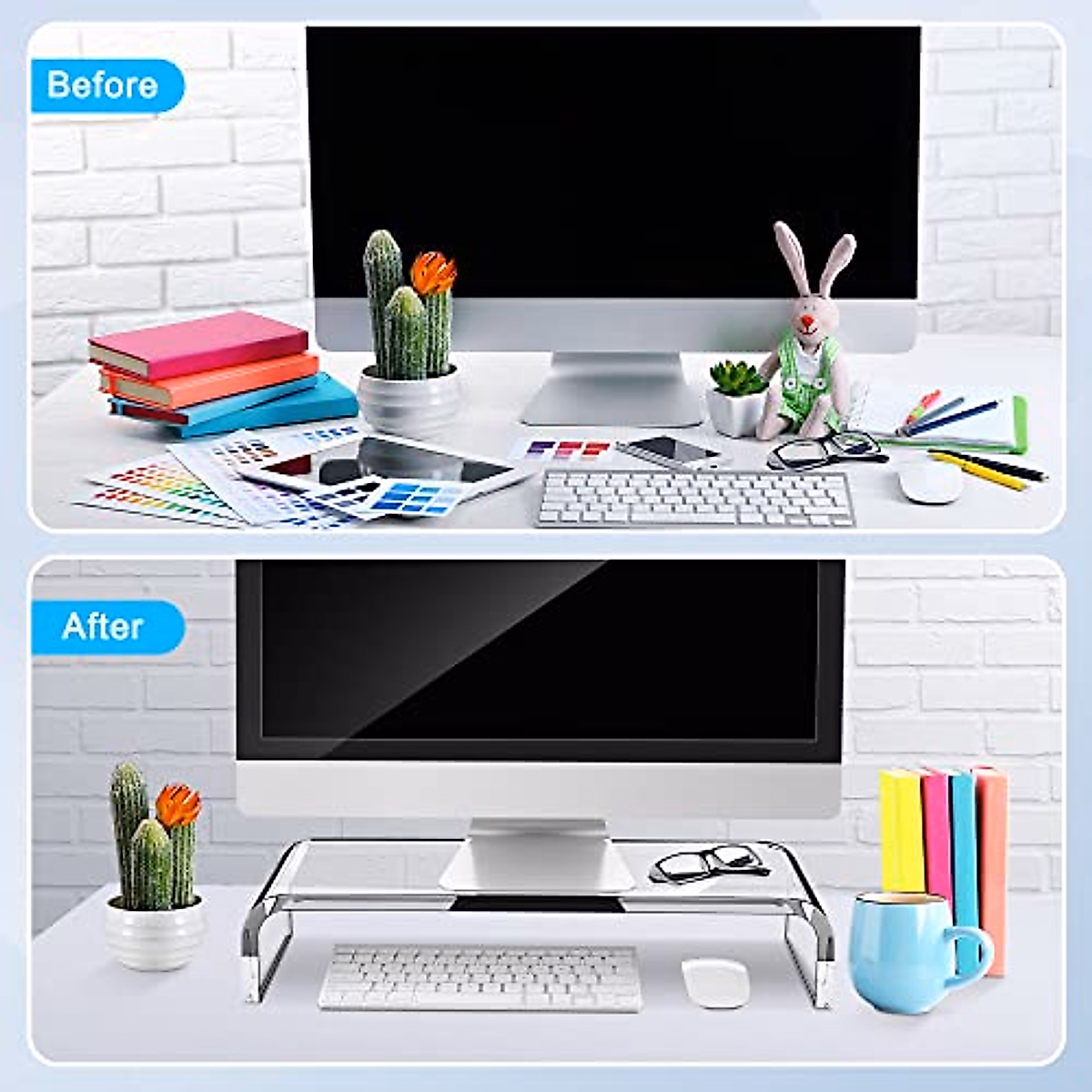 AboveTEK Acrylic Monitor Stand, Premium Large Monitor Riser 20 inch ...