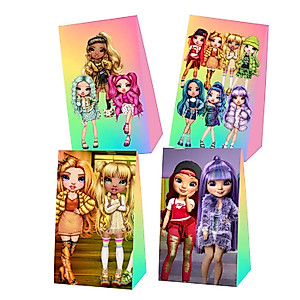 MEGIMA 12pcs Rainbow Girls Favor Gift Bags,Rainbow Girls Birthday Party Supplies for Birthday Party Decorations