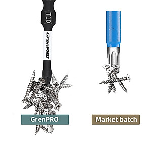 GRENPRO Screwdriving Power Bits T10-2IN*5pcs,Torx Head Bit Set ，2" Long High Impact Tough Magnetic #10 Drill Bit，1/4" Hex Shank S2 Alloy Steel Star Bits Set