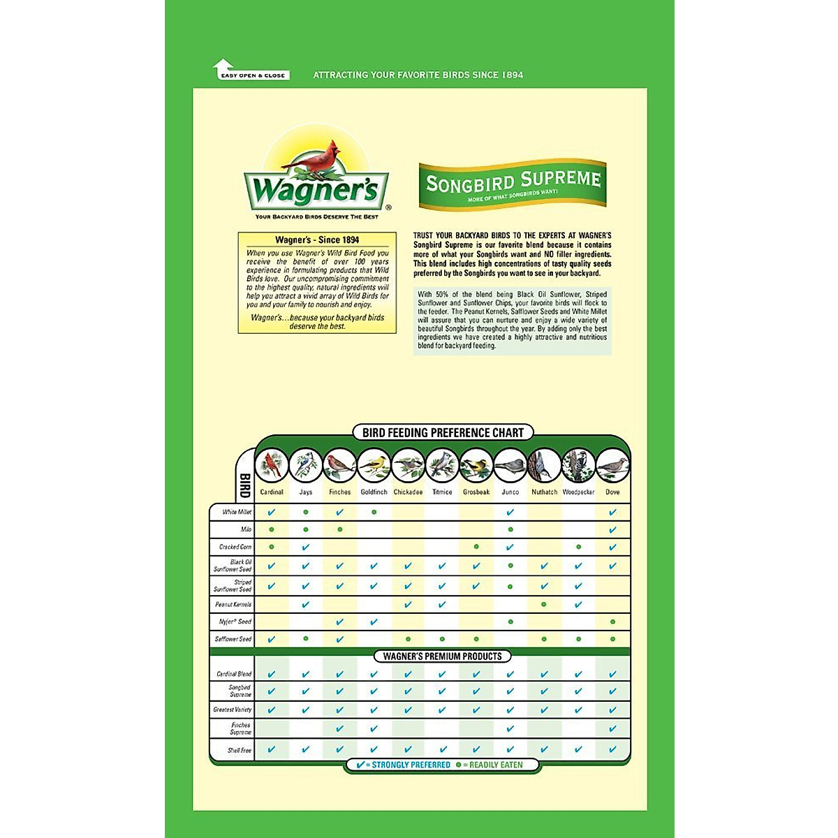 Wagner's 62042 Songbird Supreme Blend Wild Bird Food, 8-Pound Bag