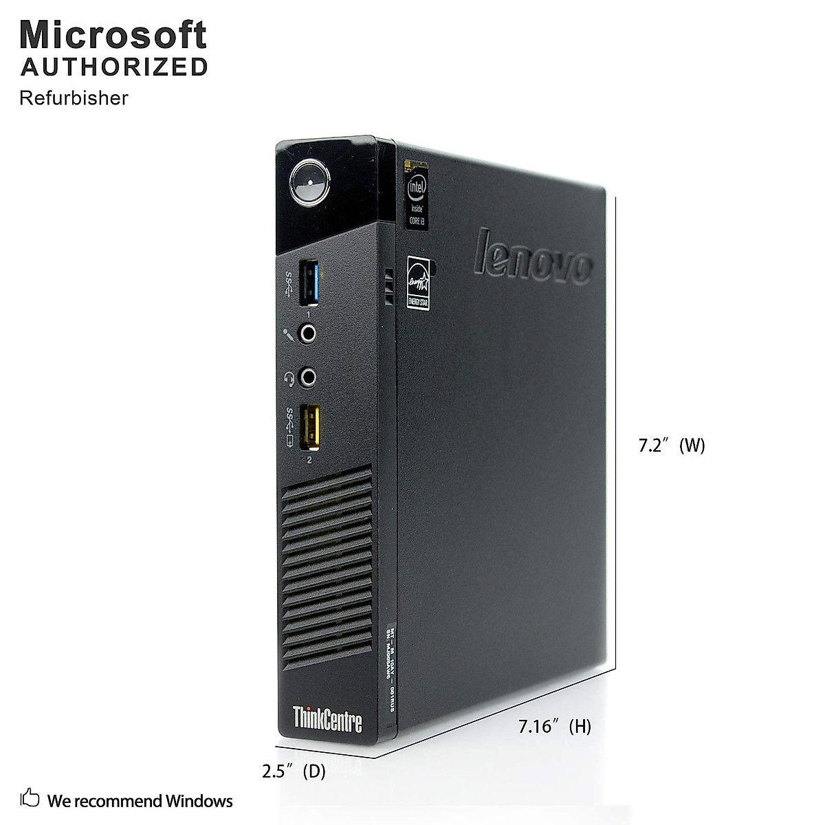 Lenovo ThinkCentre M83 Tiny Desktop PC Computer Package, Intel Quad Core i5-4590T, 8G, 256G SSD, USB 3.0, VGA, DP, 20 Inch LCD Monitor(Brands May Vary), Keyboard, Mouse, Win 10 Pro (Renewed)