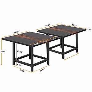Tribesigns 6.5 Ft Conference Room Table, Rustic Rectangle 78.74L X 39.2W X 29.52H Inches Wood Seminar Table for Office, Conference Room,2 Tables (Chair not Included) (Rustic&black) (2, Dark Oak&White)