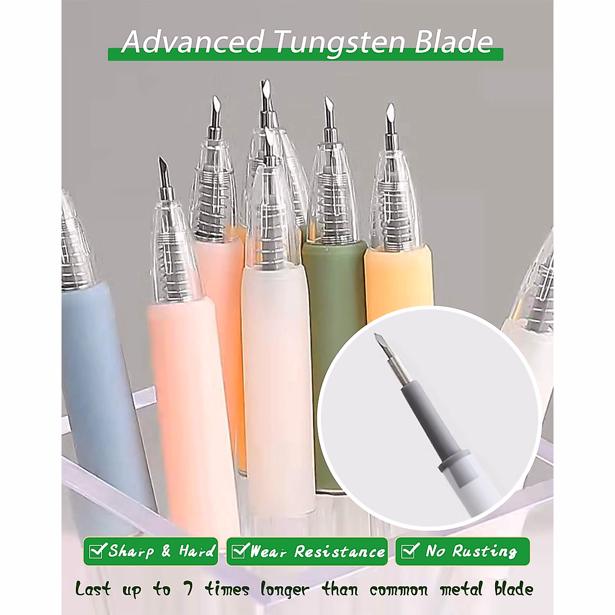 Oythiem Knife Pen Craft Cutting Tools - Precision Paper Cutter Pen with Refillable Tungsten Steel Cutter Head Refill, 6 PACK