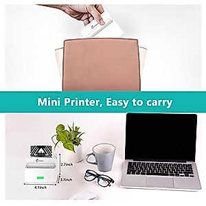 Buyounger Mini Printer, Mini Sticker Printer for iPhone Android Phone, Pocket Printer for Photo/Picture/Text/Notes/Label, White