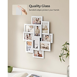 SONGMICS Collage Picture Frames, 4x6 Picture Frames Collage for Wall Decor, 10 Pack Photo Collage Frame for Gallery, Multi Family Picture Frame Set, Glass Front, Assembly Required, Cloud White