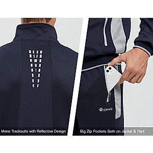 TBMPOY Men's Tracksuits Sweatsuits for Men Set Track Suits 2 Piece Casual Athletic Jogging Warm Up Full Zip Sweat Suits Navy/Grey M