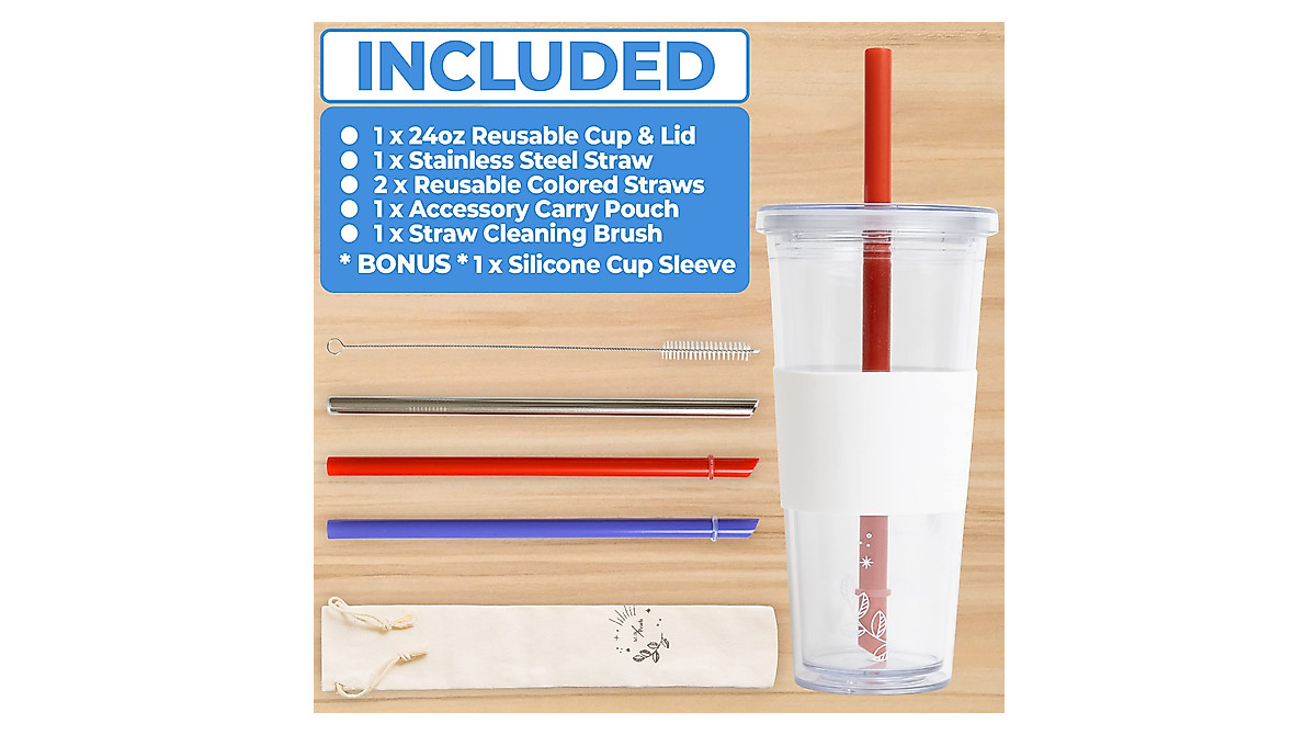 Leak Proof Reusable Boba Cup - 24 Oz Smoothie Cup