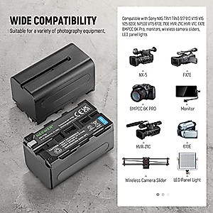 Neewer 4 Packs NP-F750 Replacement Batteries 7.4V 5600mAh with 4 Channel Battery Charger & Power Adapter, Compatible with NP-F550/750/770/970 FM500H QM71D QM91D, Field Monitor, Video Light