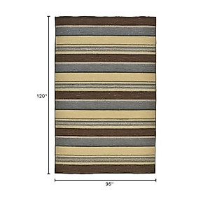 Feizy Rugs - Silva Natural Wool Dhurrie Area Rug - Stripes - Gray/Brown - 8ft x 10ft