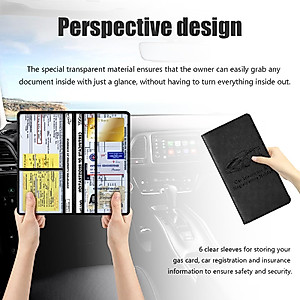 Kewucn Car Registration and Insurance Holder, Leather Auto Glove Box Organizer with Magnetic Shut, Vehicle Compartment Accessories Case for Cards, Driver License & Essential Documents