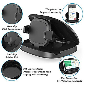 JOYEKY Cell Phone Holder for Car, Vertical Horizontal Car Phone Mount with 360° Rotate Dashboard Cradle Compatible iPhone Samsung Galaxy Android Smartphones, GPS Devices