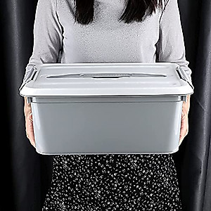 JUXYES Latchmate Stack Carry Storage Box with Divided Tray, Large Art Craft Supply Stackable Storage Container Bin with Handle Lid Latching Storage Container for School & Office Supplies