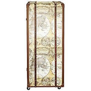 Design Toscano Italian-Style World Map Cocktail Bar Steamer Trunk, 49.5 Inch, full color