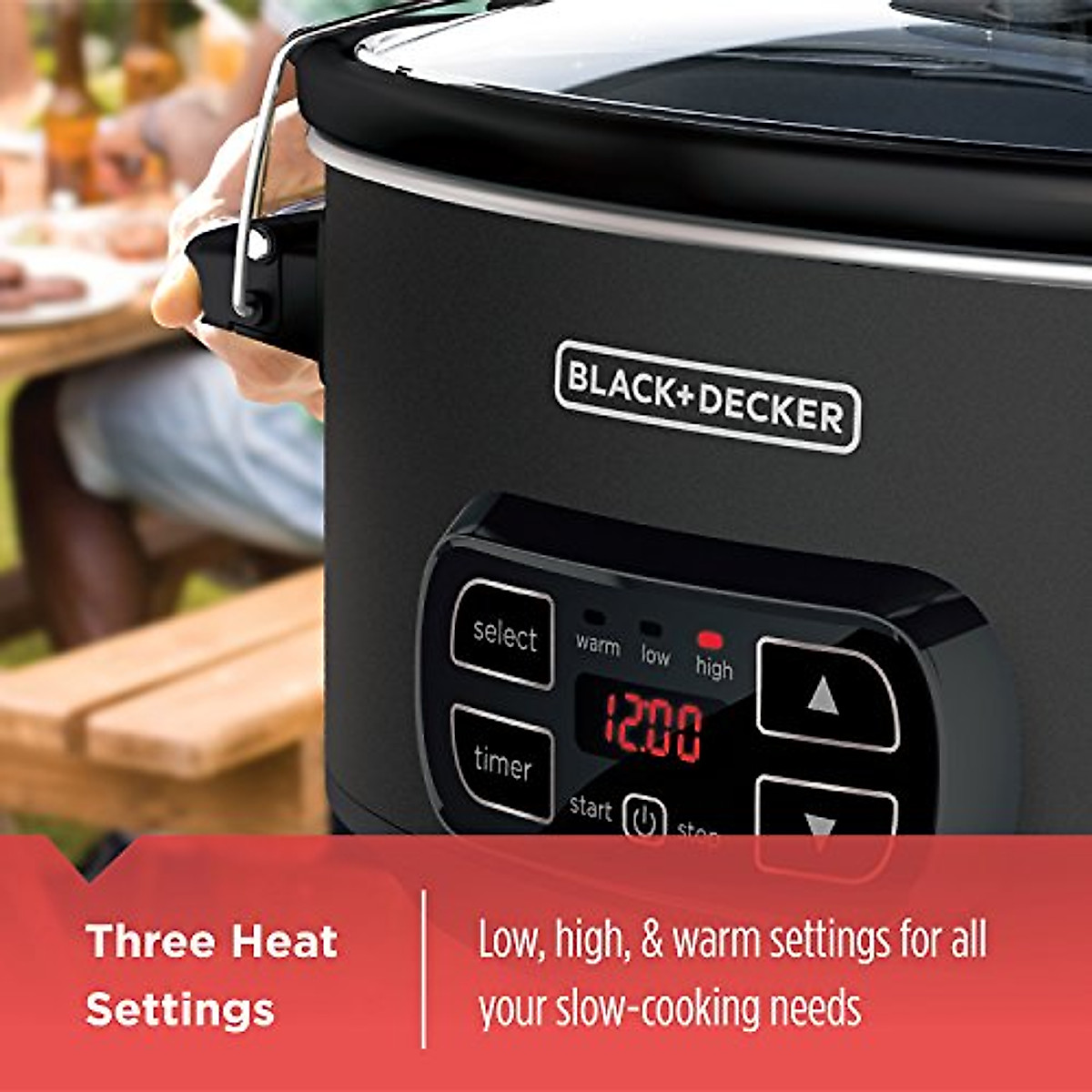 BLACK+DECKER 7-Quart Digital Slow Cooker with Chalkboard Surface, Slate, SCD4007