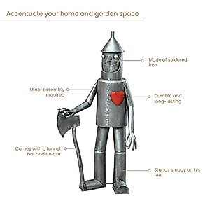 Bits and Pieces - 30 ½” Tall Tin Woodsman with a Heart Garden Statue - Yard Decorations - Outdoor Sculptures - Garden Decor - Tin Man Yard Art