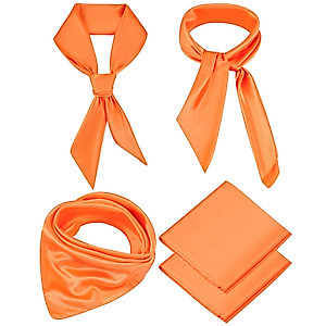 2pcs Orange Large Square Scarf Halloween Costume Head Scarf Neck Scarf Skinny Scarf Headscarf for Men Women, 35 x 35 Inch