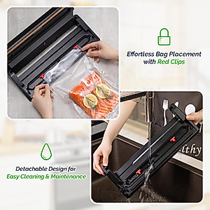 GERYON Vacuum Sealer Machine, Automatic Food Sealer Detachable Design|Led Indicator Lights|Dry Moist Food Modes| Compact Design w/ Starter Kit(Silver)