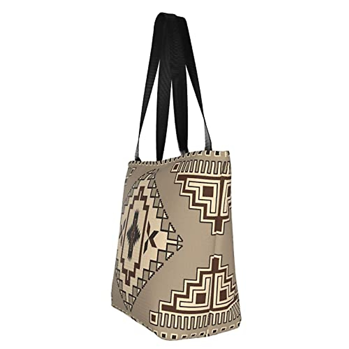 Beige Navajo Traditional Geometric Women's Shoulder Handbag Casual Tote Bag Storage Handle Bag