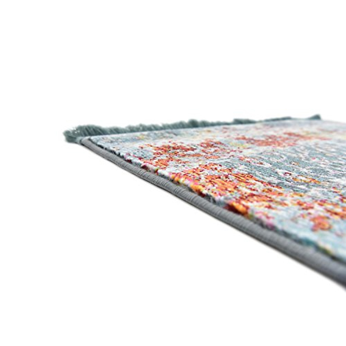 Unique Loom Baracoa Collection Bright Tones Vintage Traditional Runner Rug, 2' 7" x 10' 0", Teal/Ivory