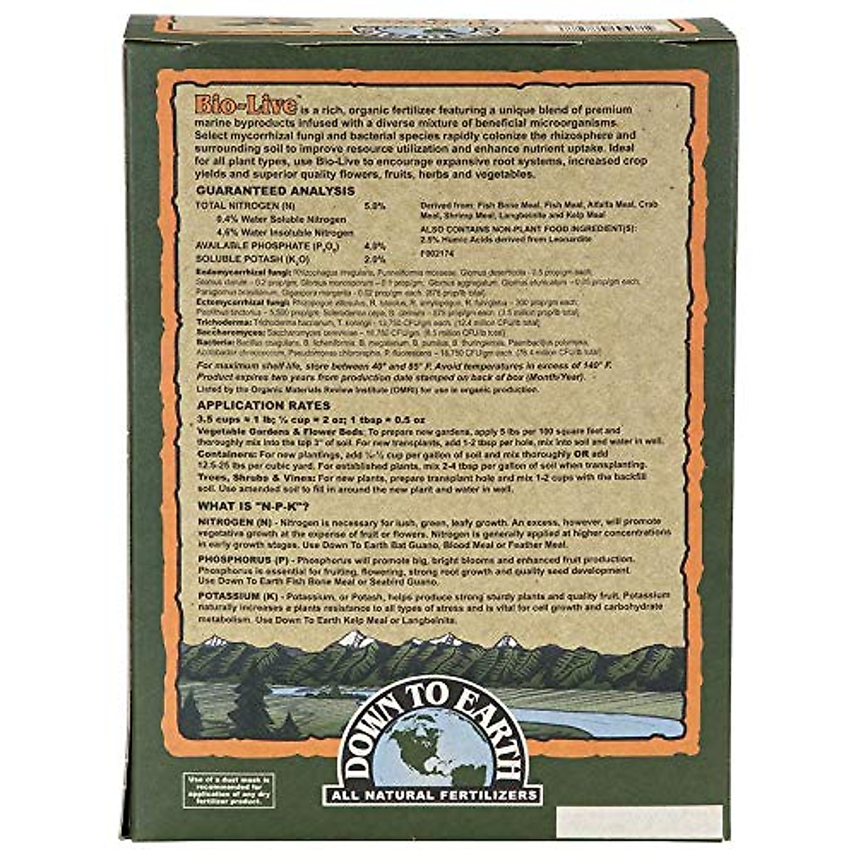Down to Earth Organic Bio-Live Fertilizer Mix 5-4-2, 5 lb