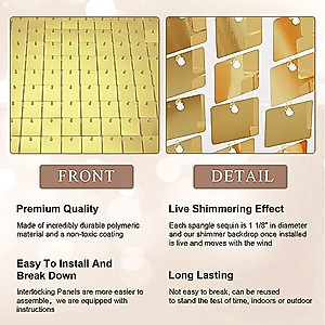 Ayfjovs 49PCS Light Gold Shimmer Wall Backdrop Panel, Shiny Champagne Shimmer Wall Backdrop, Glitter Wall for Birthday, Wedding, Engagement, Receptions, Photo Shoots, Anniversary Party