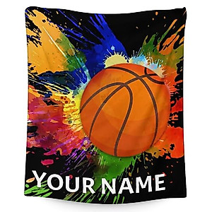Custom Basketball Blanket for Girls - 60x80 Inches Twin Size with Name - Soft Fuzzy Plush Throws Gifts - ColorfulFunny Throw Blanket for Bed, Couch, Living Room