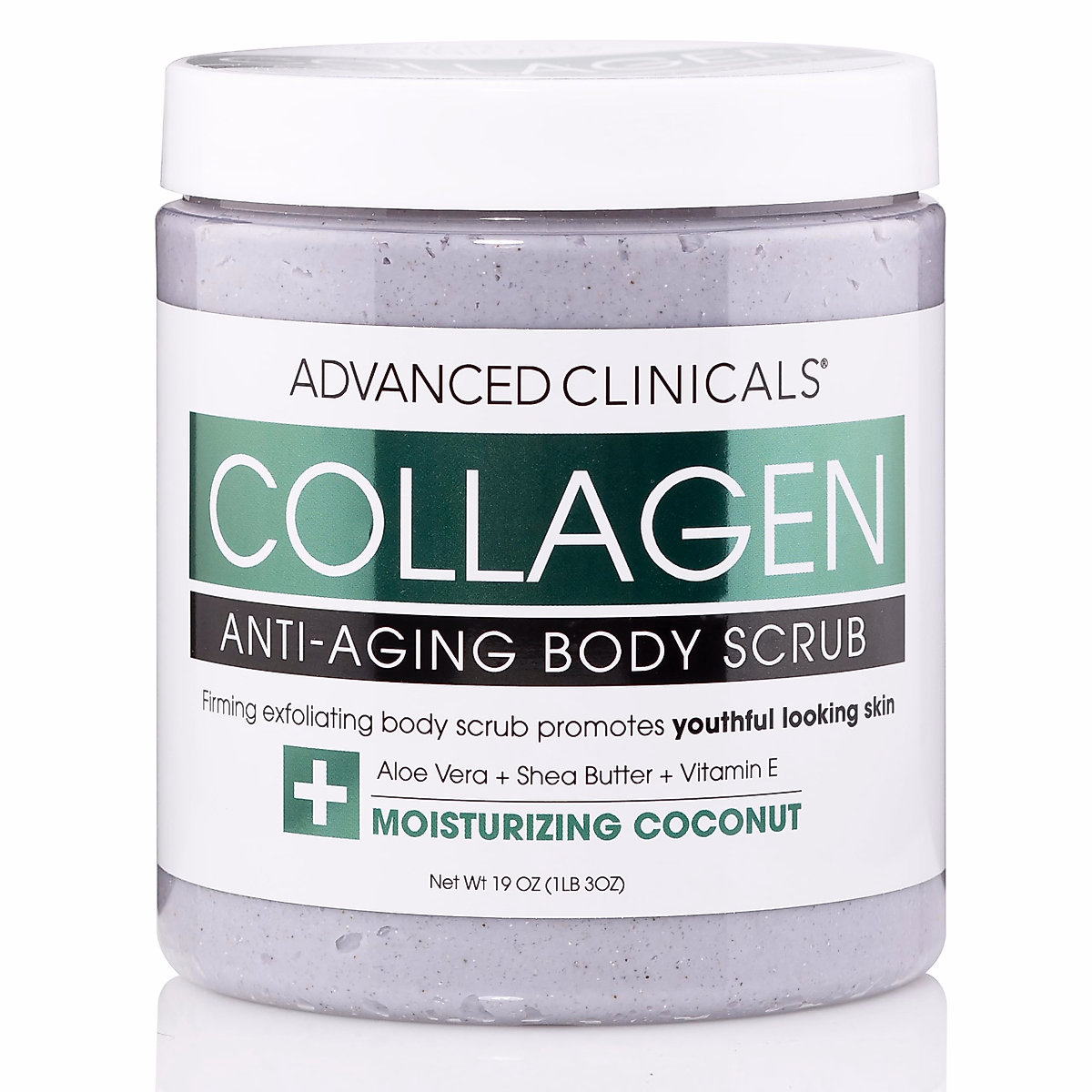 Advanced Clinicals Collagen Exfoliating Body Scrub W/Vitamin E Oil + Pumice + Coconut Oil | Moisturizing Body Wash For Women | Skin Care Exfoliator Scrub To Remove Acne, KP Bumps, & Dead Skin, 19 Oz