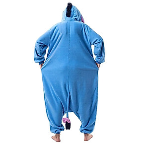 LMEIKK Cosplay Animal One Piece Halloween Costume Sleepwear Homewear Adult Unisex Onesie Pajamas (Bule, M)