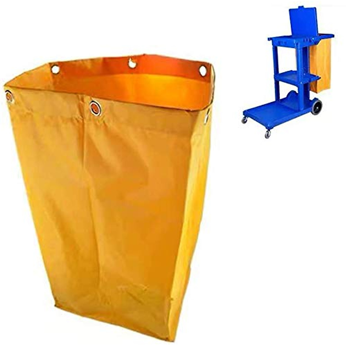 Replacement Janitorial Cart Bag,Waterproof High Capacity Thickened Housekeeping Commercial Janitorial Cleaning Cart Bag(16 x 11 x 27inches) (Yellow)