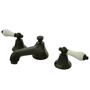 Kingston Brass KS4465PL Metropolitan Widespread Lavatory Faucet with Porcelain Lever Handle, Oil Rubbed Bronze