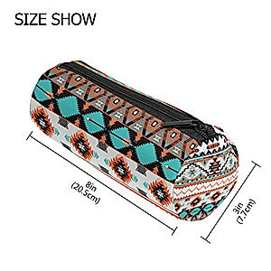 DXTKWL Ethnic Aztec Print Pencil Case Pen Bag Pouch Holder, Zipper Pencil Bag Portable Cosmetic Organizer Makeup Brush Bag Purse School Stationery for Kids Girl Boy Adult Office Nurse Supplies
