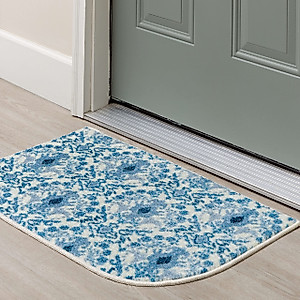 Mohawk Home Damask Tile Casual Ornamental Navy Blue 1' 8" x 2' 6" Kitchen Mat Perfect for Living Room, Dining Room, Office