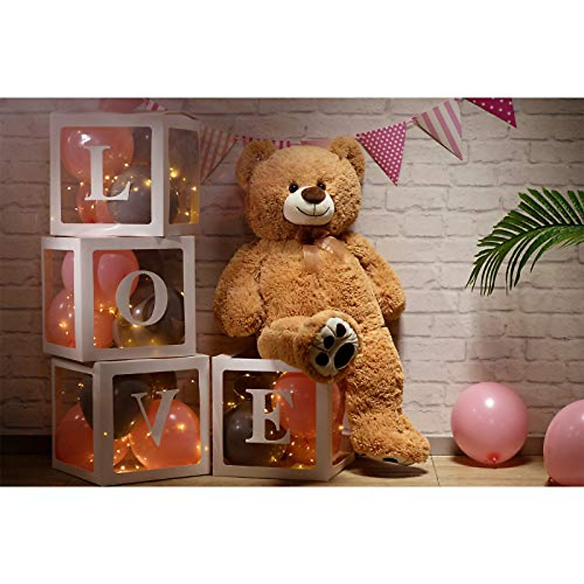 HollyHOME Teddy Bear Stuffed Animal Plush Giant Teddy Bears with Footprints Big Bear 36 inch Tan