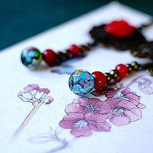 YIRUZWRD Classic Metal Bookmark Rose Flower Butterfly Design Bead Pendant Beading Bookmark