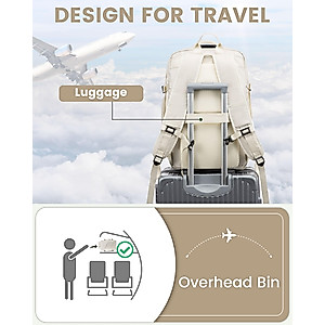 LOVEVOOK Travel Backpack for Women, 40L Carry On Backpack Flight Approved, Waterproof 17 Inch Laptop Backpack with 3 Cubes, College Bookbag, Personal Item Travel Bag, Beige