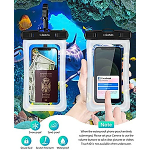 v-Golvin Floating Universal Waterproof Phone Pouch with Card Slot&Lanyard, IPX8 Cellphone Dry Bag Waterproof Case for iPhone 14 13 12 11 Pro Max SE XS XR S10 S9 Note 20/10 Up to 7" -2 Pack Black