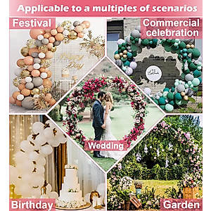 Queension Extra Large Wedding Arch for Ceremony 7 Ft, Metal Balloon Arches Backdrop Stand with Metal Base for Party Supplies, Outdoor Garden Trellis for Climbing Plant, Round Frame, Gold