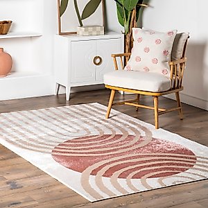 nuLOOM Shandra Abstract 3x5 Accent Rug for Living Room Bedroom Dining Room Entryway Kitchen, Blush/Ivory