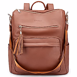 Oyifan Womens Leather Backpack Purse Bookbag Purse Anti-theft Travel Backpack Convertible Handbag