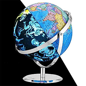 World Globe with Illuminated Constellations – 9" Light Up Globe for Kids & Adults – Interactive Earth Globe for Educational Toys, Home Office Ornaments