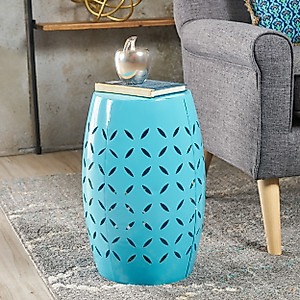 Christopher Knight Home Jorell Lace Cut Iron Accent Table, Blue