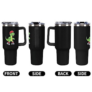 Rollerskating Dinosaur Insulated Tumblers with Handle Stainless Steel Coffee Mug Funny Travel Cup with Lid Straw 40oz